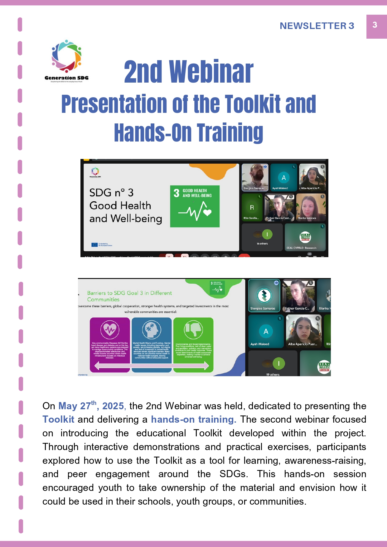The 3rd Newsletter of the Generation SDG project! - Kainotomia